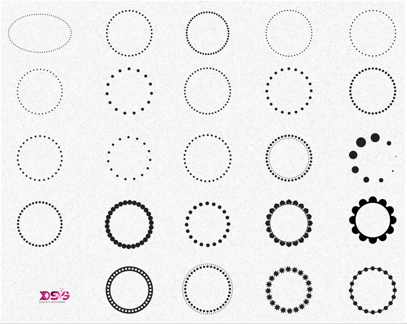 Dot Circle Frame SVG, Dot Circle Frame Bundle SVG, Circle Silhouette ...