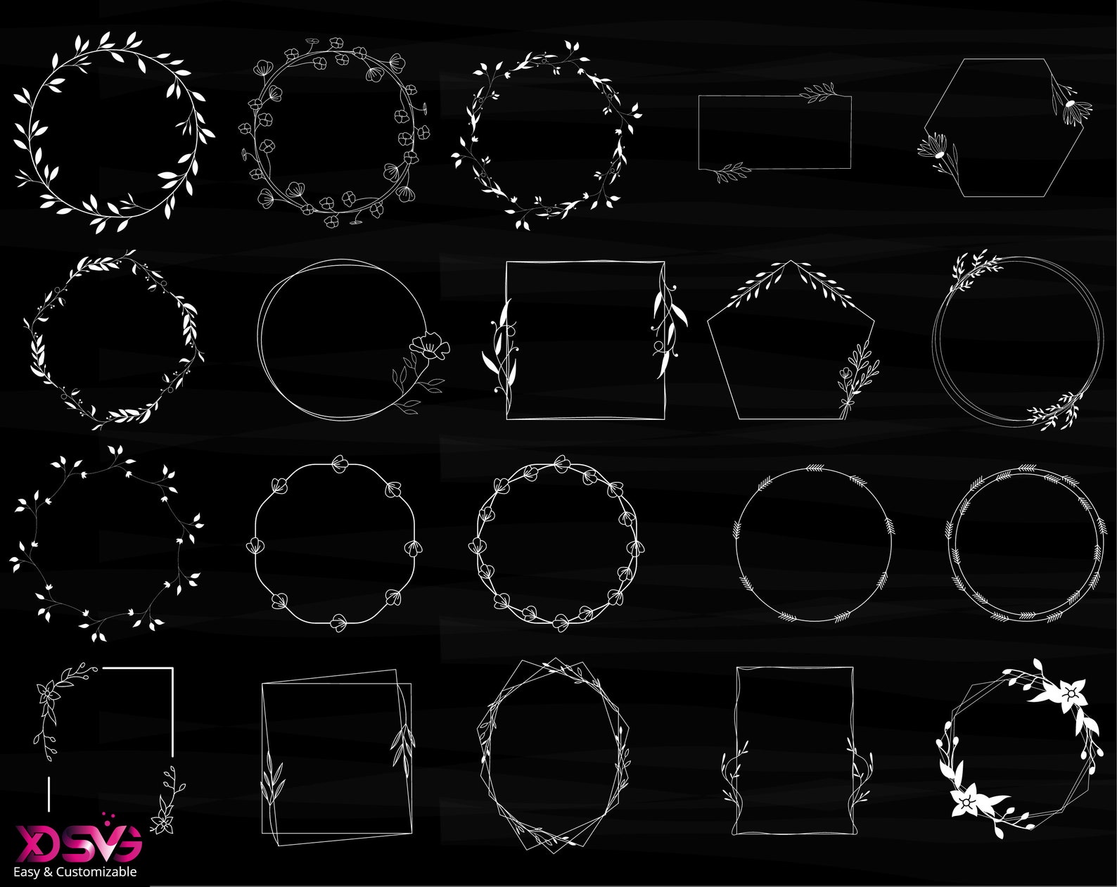 Botanical Wreath Frame SVG, Botanical Frame SVG Bundle, Wreath Frame ...