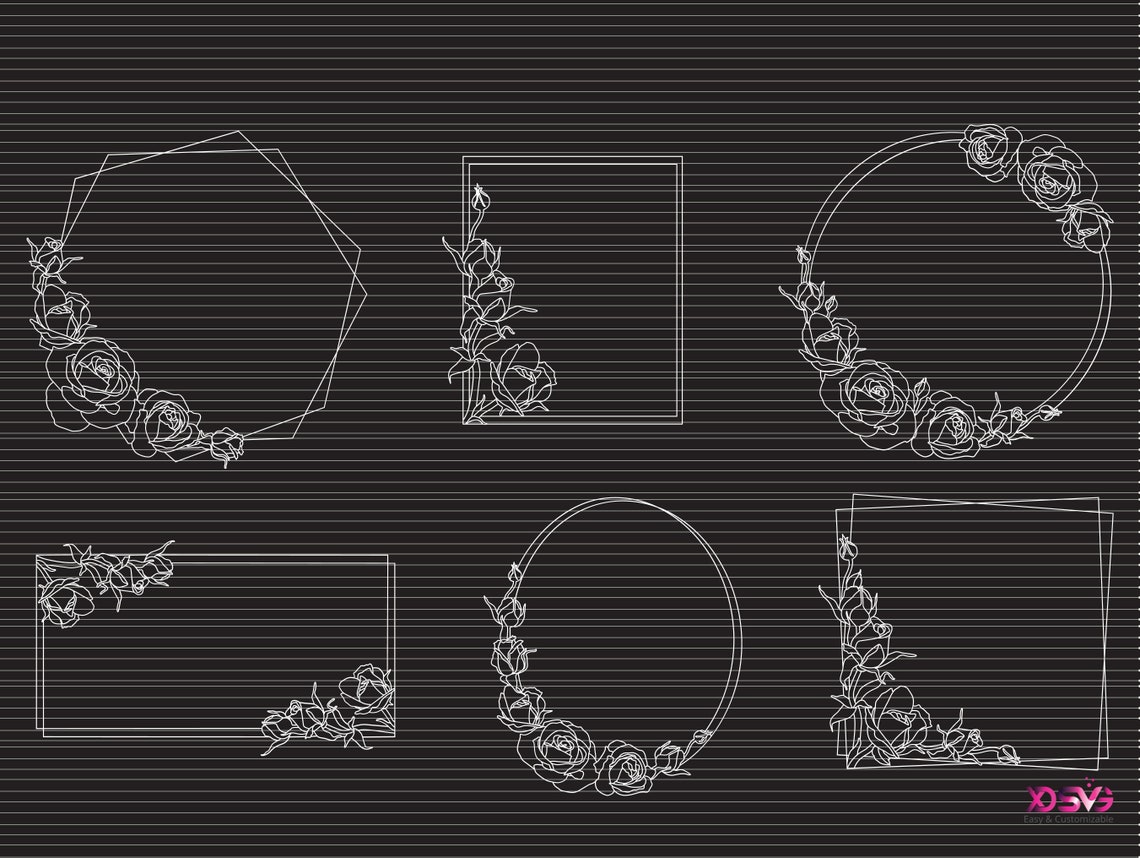 Floral Wedding Frame SVG, Floral Wedding Frame Bundle SVG, Silhouette ...