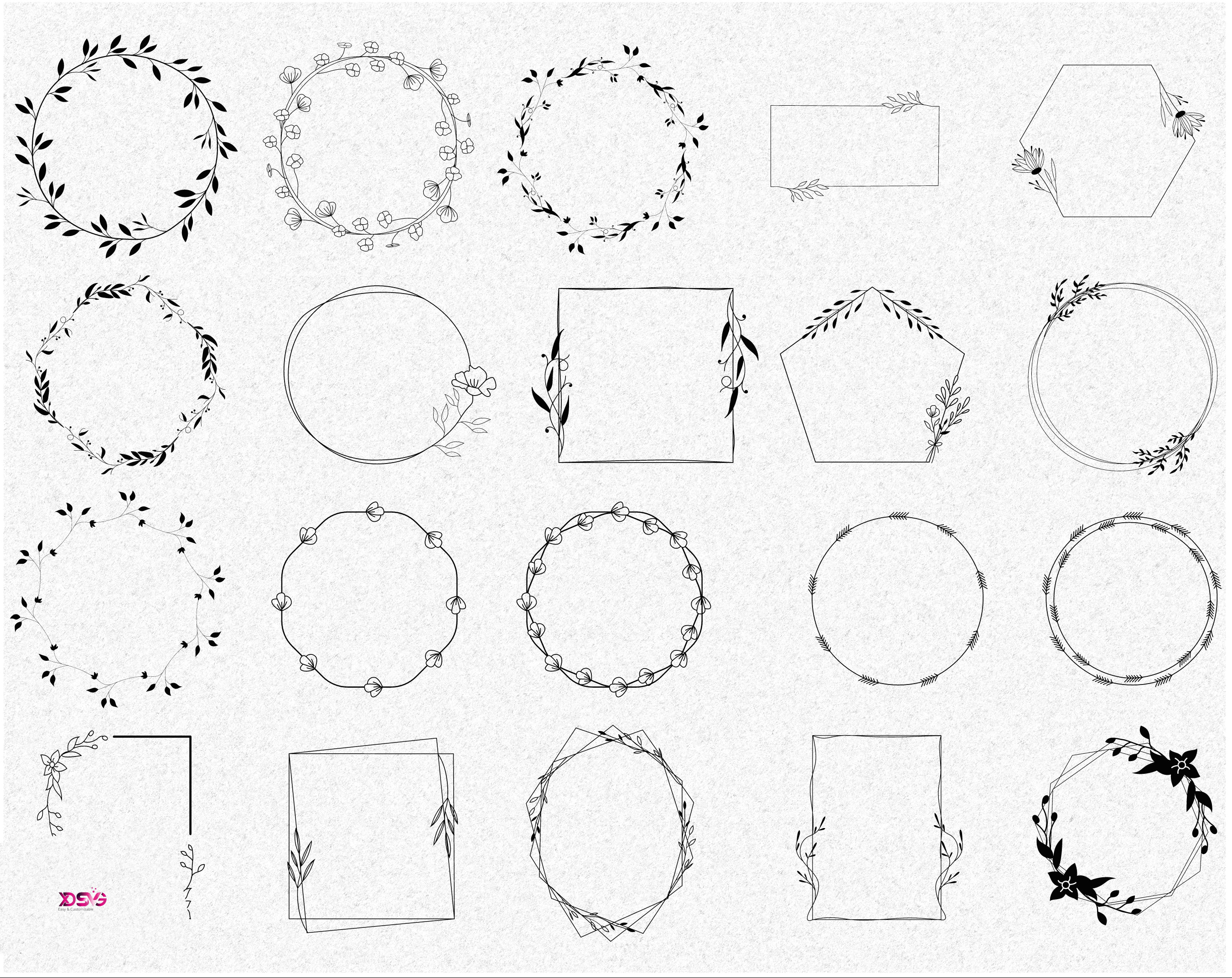 Botanical Wreath Frame SVG, Botanical Frame SVG Bundle, Wreath Frame ...