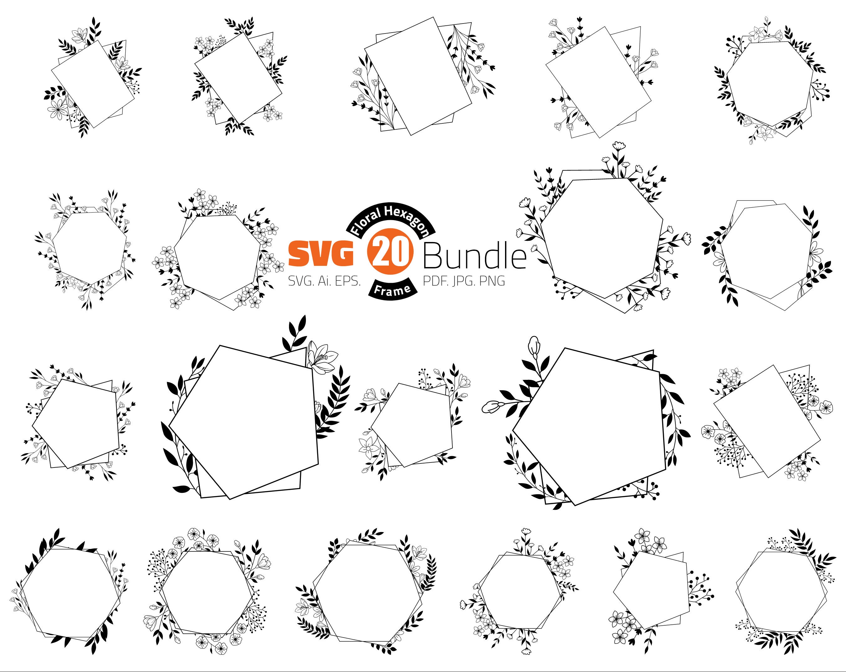 Floral Frame SVG, Floral Frame SVG Bundle, Floral Frame Circle SVG ...