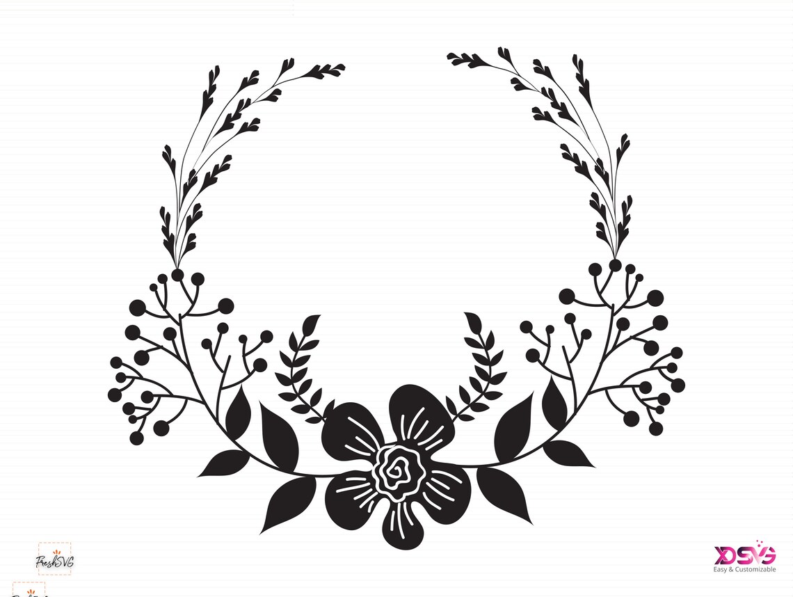 Laurel Wreath SVG, Floral Frame SVG Bundle, Silhouette, Clipart ...
