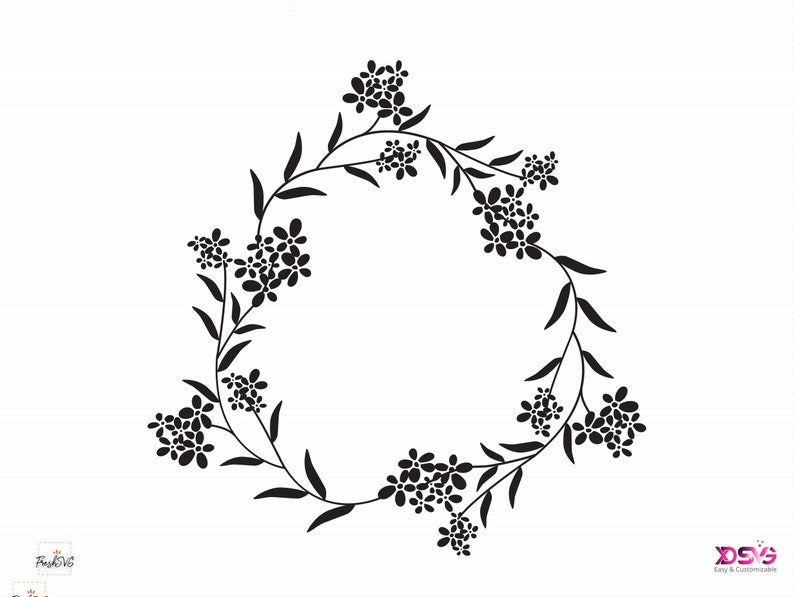 Botanical Wreath SVG, Floral Frame SVG Bundle, Silhouette, Clipart ...