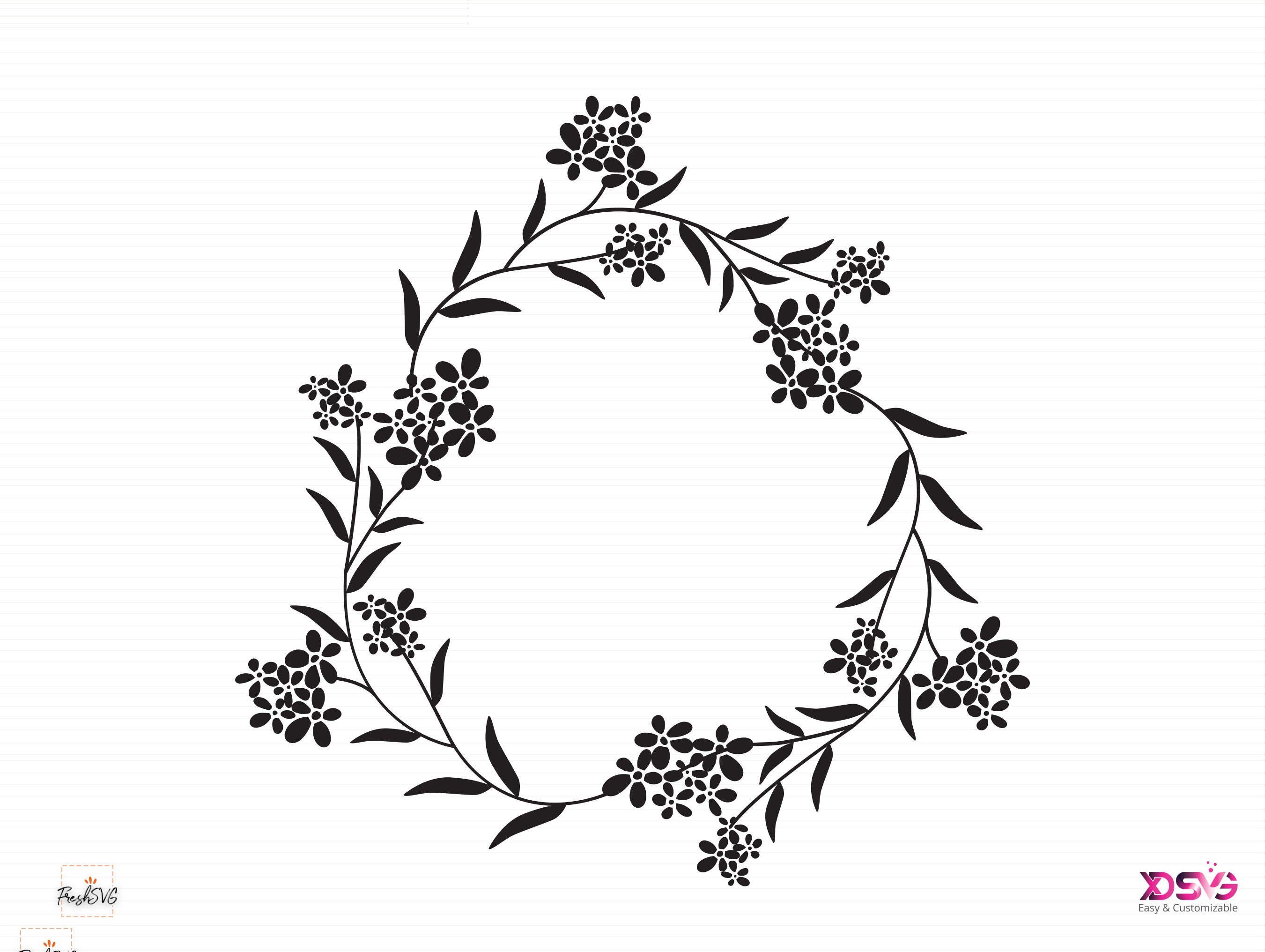 Botanical Wreath SVG, Floral Frame SVG Bundle, Silhouette, Clipart ...