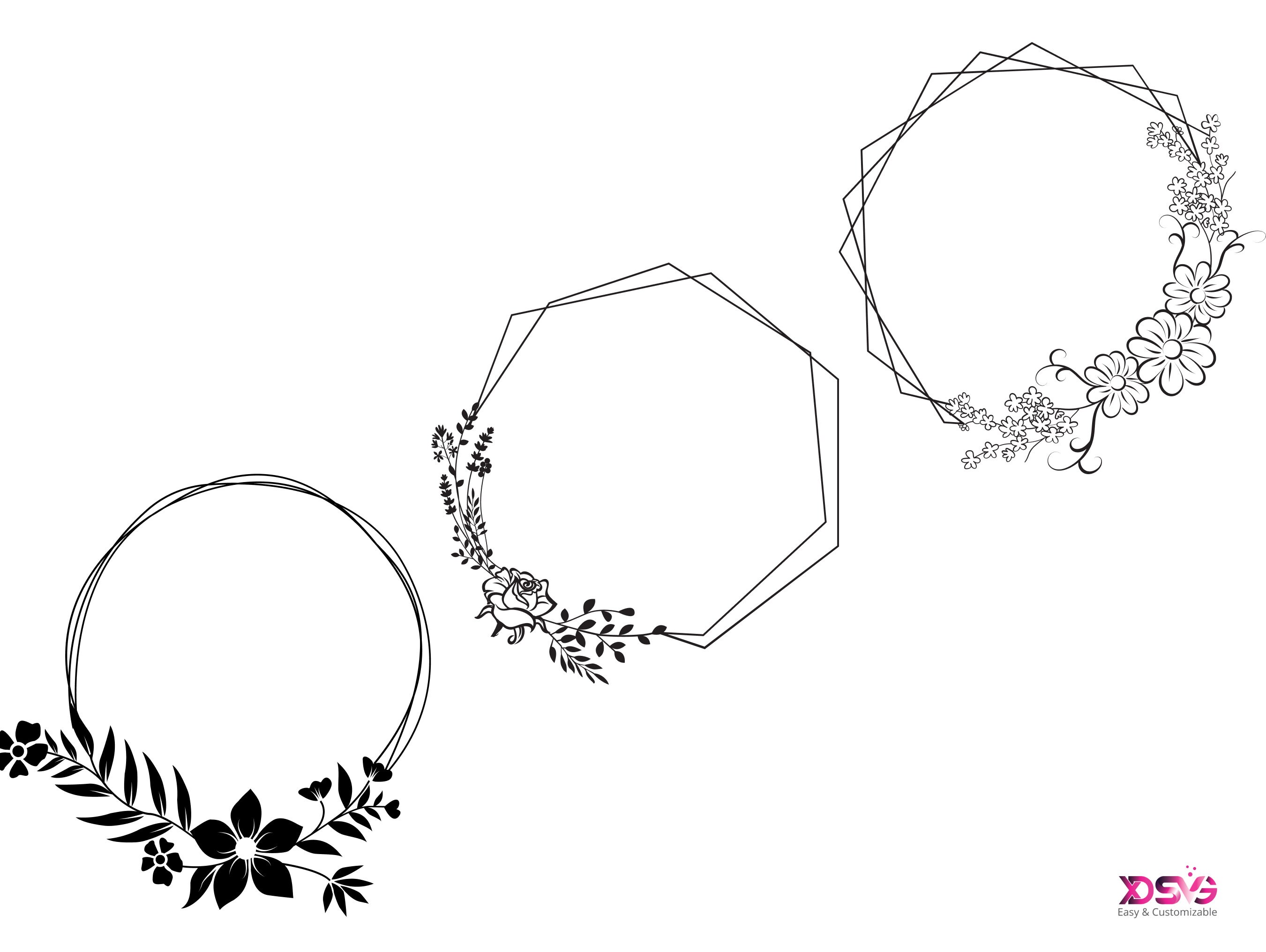 Wedding Floral Frame SVG Floral Frame SVG Bundle Silhouette - Etsy