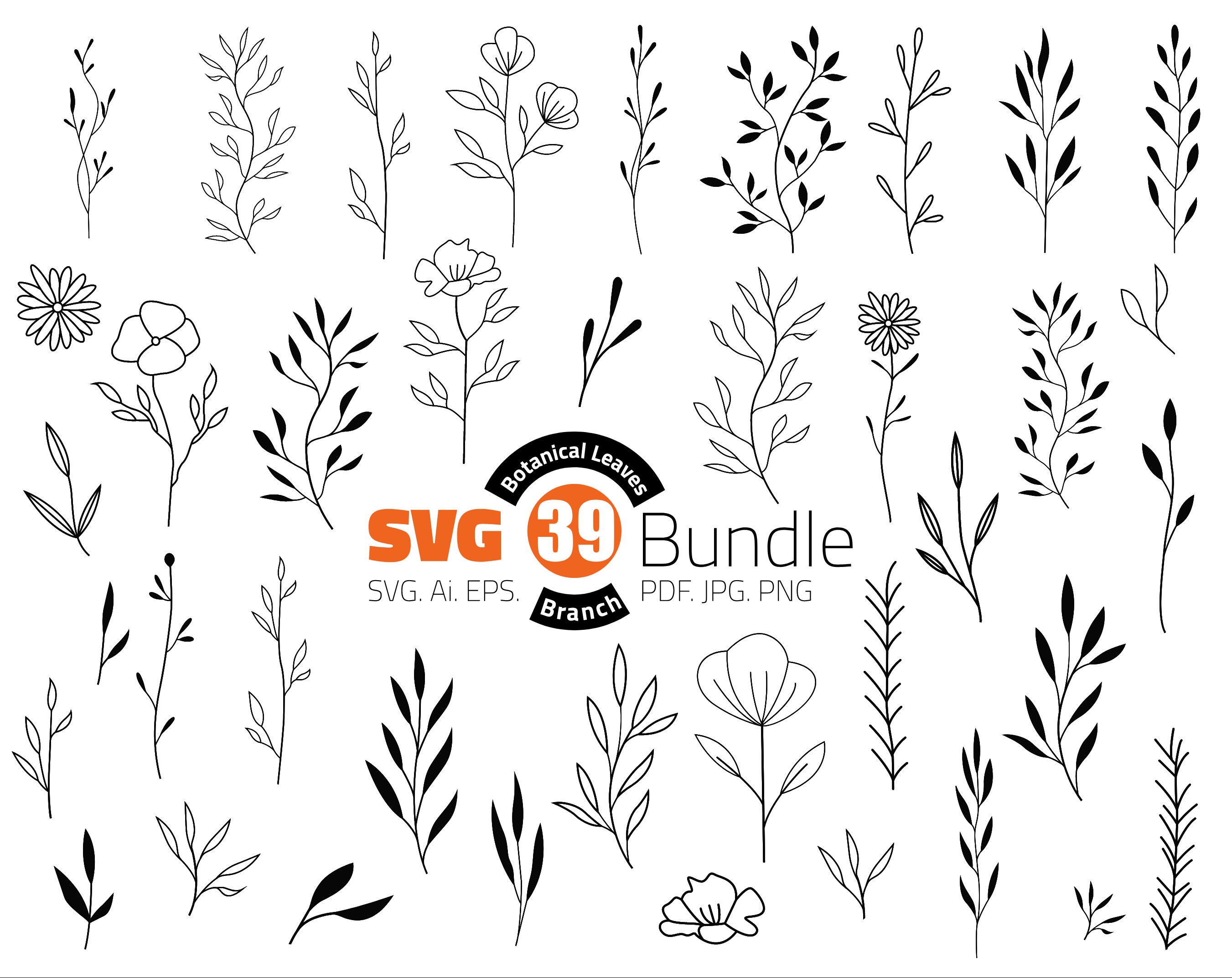 Botanical Leaves SVG, Botanical Leaves SVG Bundle, Botanical Leaves ...