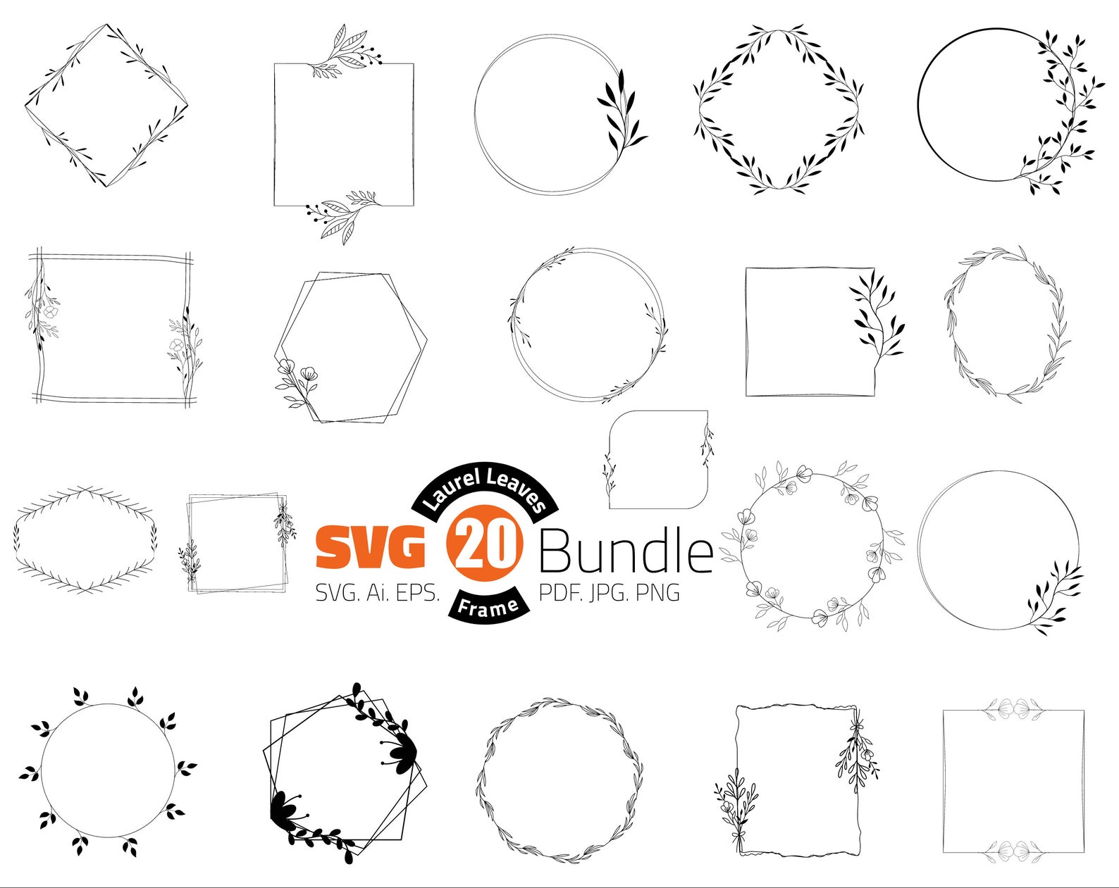 Laurel Leaves SVG, Laurel Leaves SVG Bundle, Wreath Circle SVG, Laurel ...