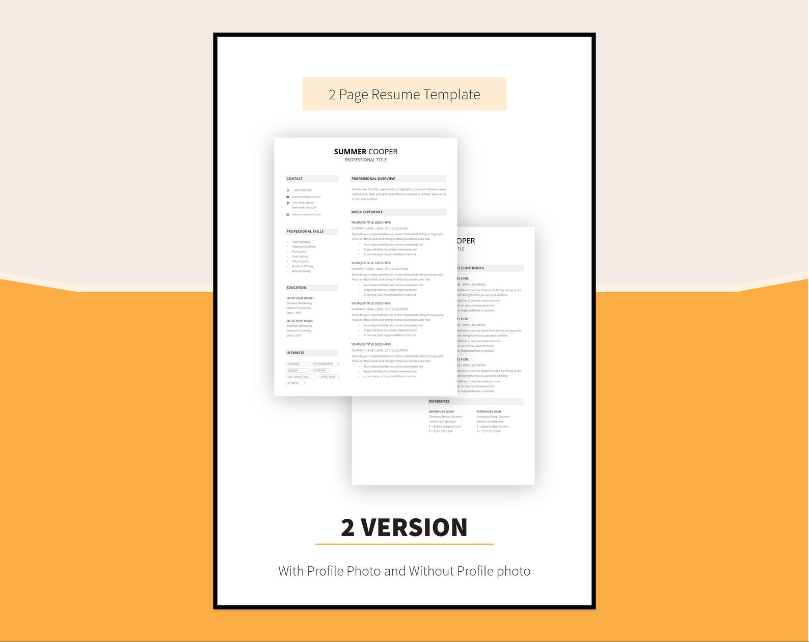Professional Resume Templates Docs, Word, Indesign, Illustrator Format ...