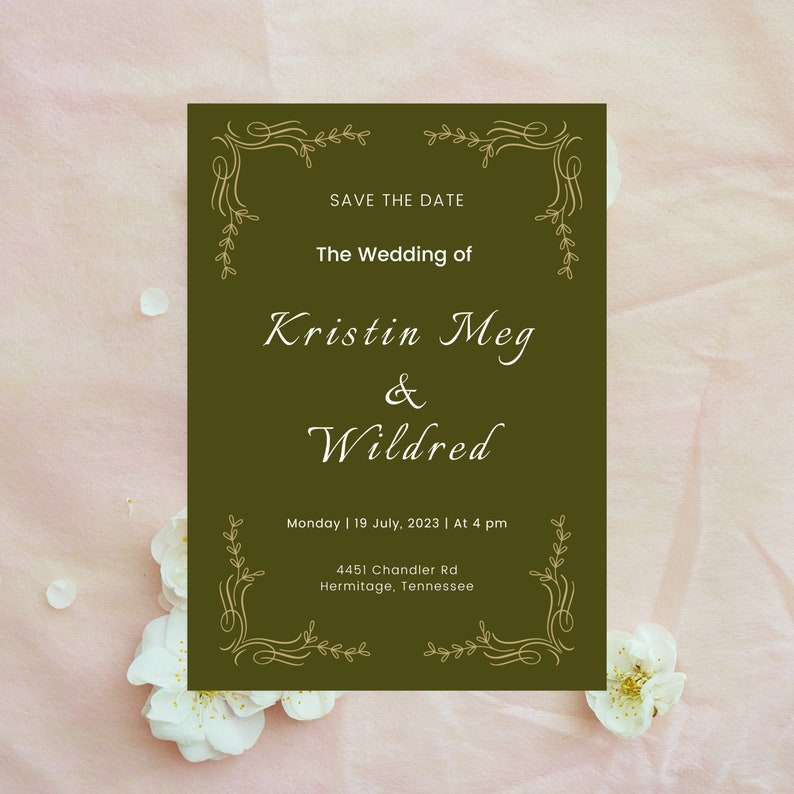 Editable Wedding Invitation Template Modern Floral Design - Etsy