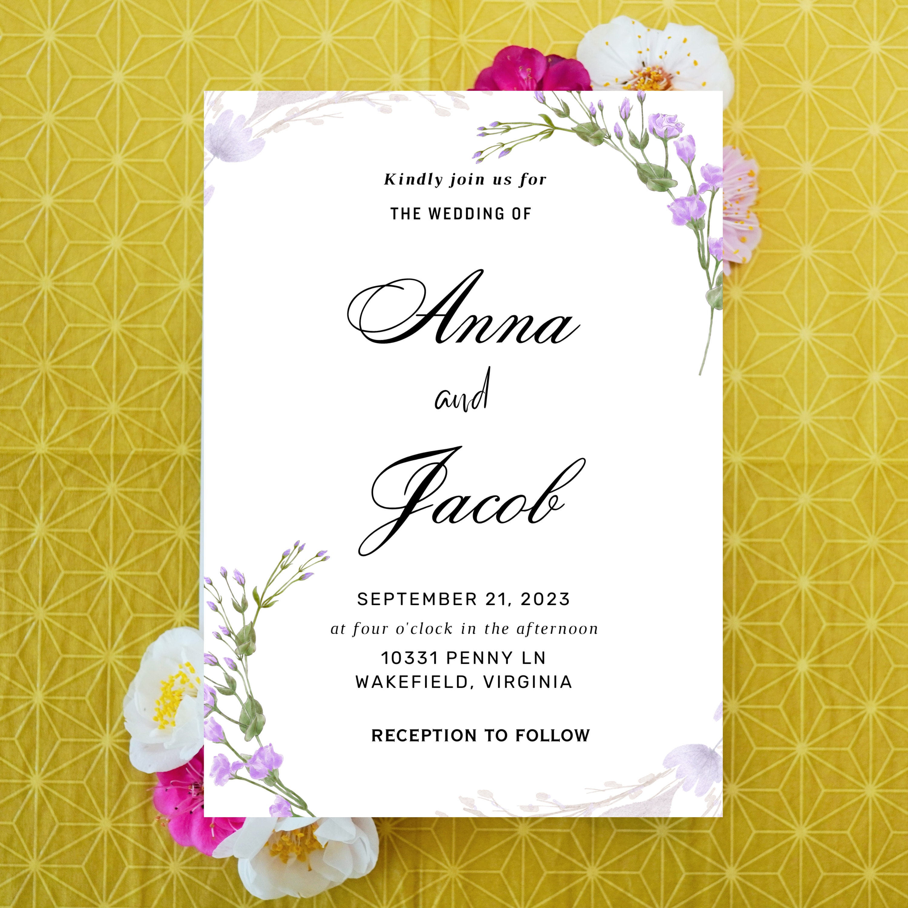 Editable Wedding Invitation Template | Modern Floral Design | Printable ...