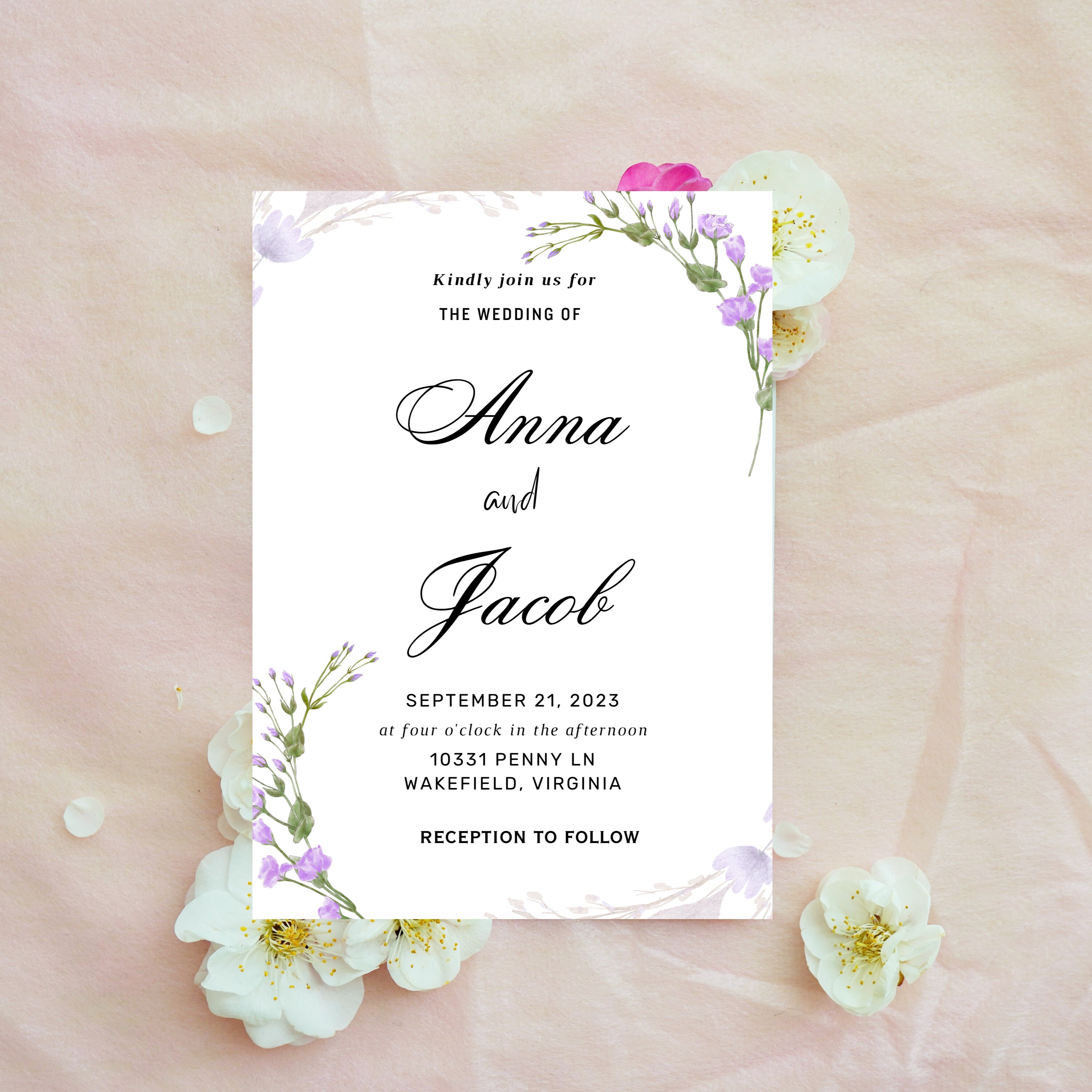 Editable Wedding Invitation Template | Modern Floral Design | Printable ...