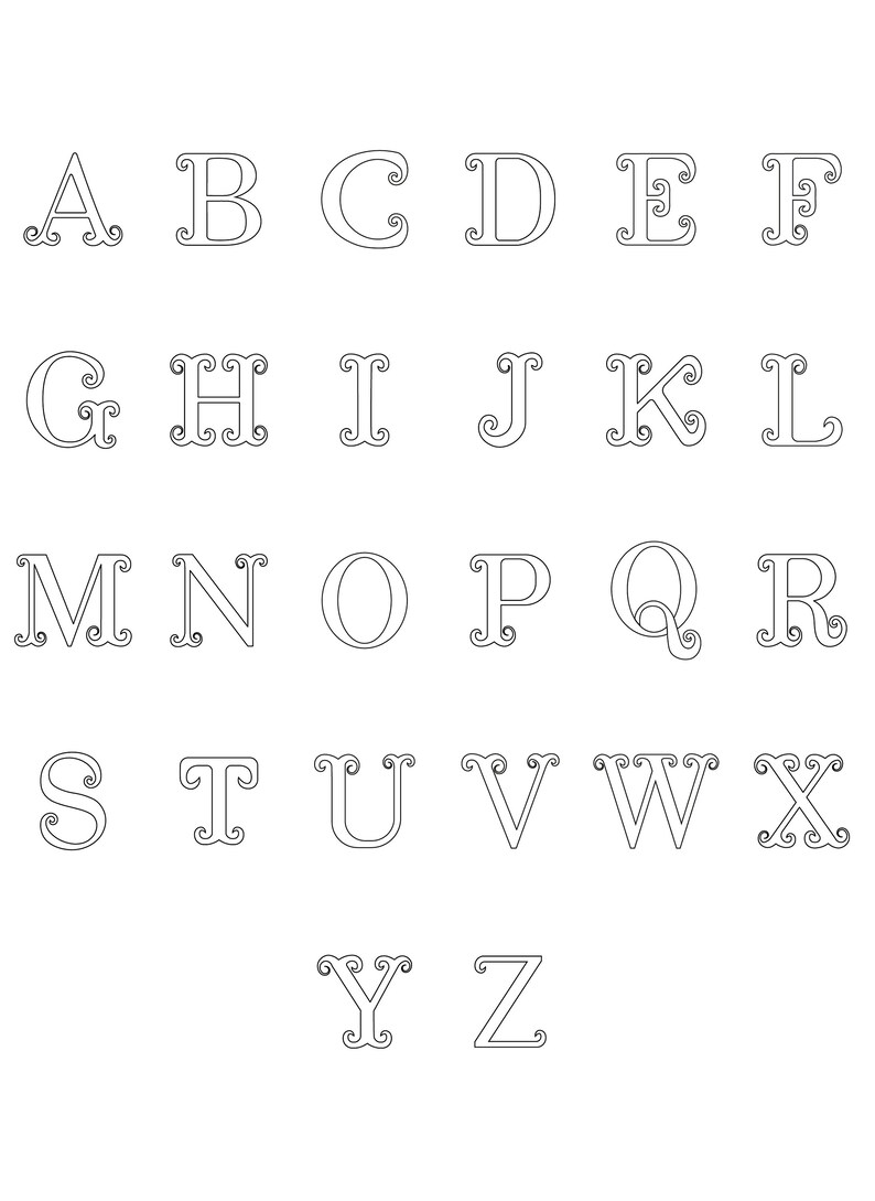 ABC Curled Uppercase Letters PDF 27 Pages With Each Letter and One With ...