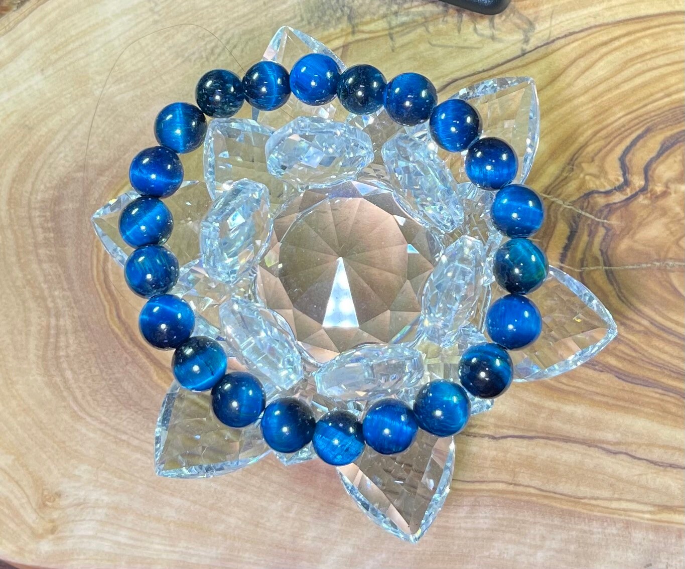 Rare Lazuline Blue Tiger’s Eye Hawk's Eye Crystal Stone 8mm Stretch ...