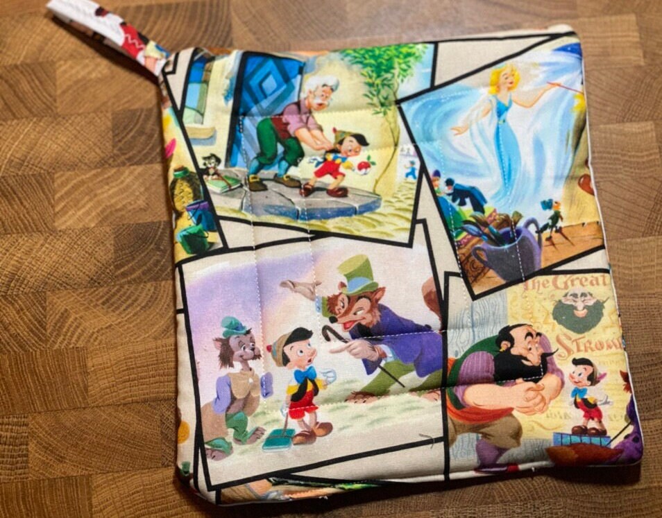 Pinocchio Classic Disney Film Scenes 8x8 Handmade Quilted Potholder ...