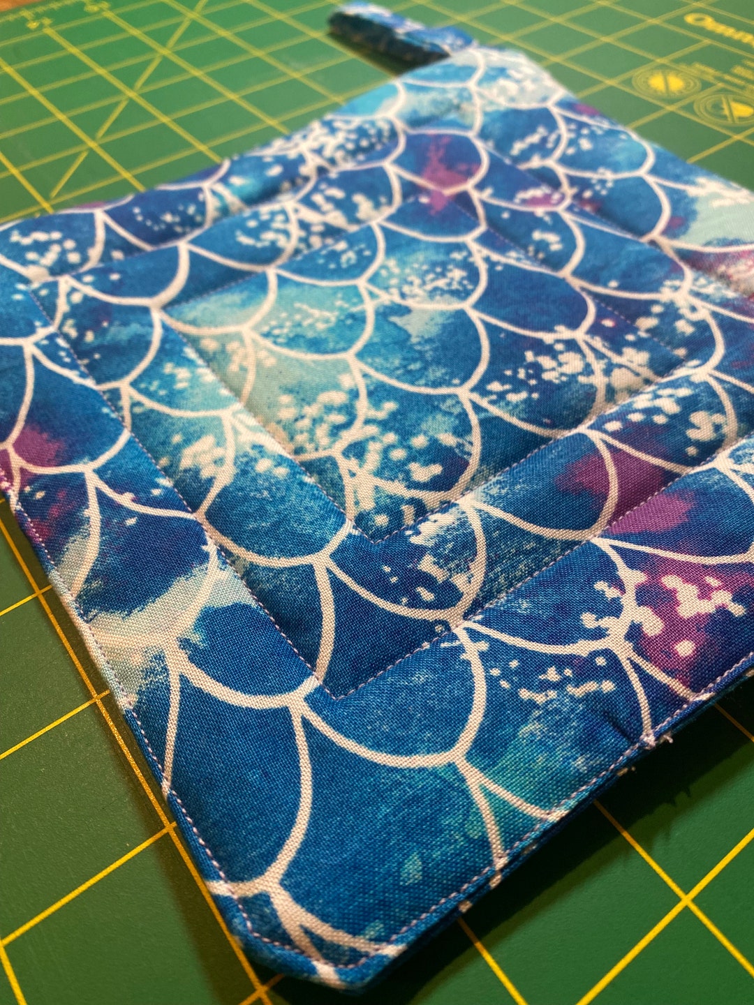 Mermaid Magical Scales 8x8 Handmade Quilted Potholder Kitchen Decor ...