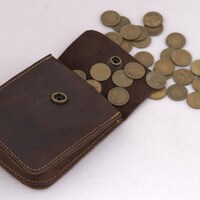 Personalized Leather Coin Purse Keychain: Handmade Calfskin Wallet - Etsy