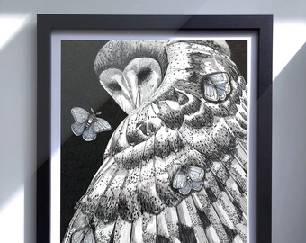 Owl Ink Drawing | Etsy