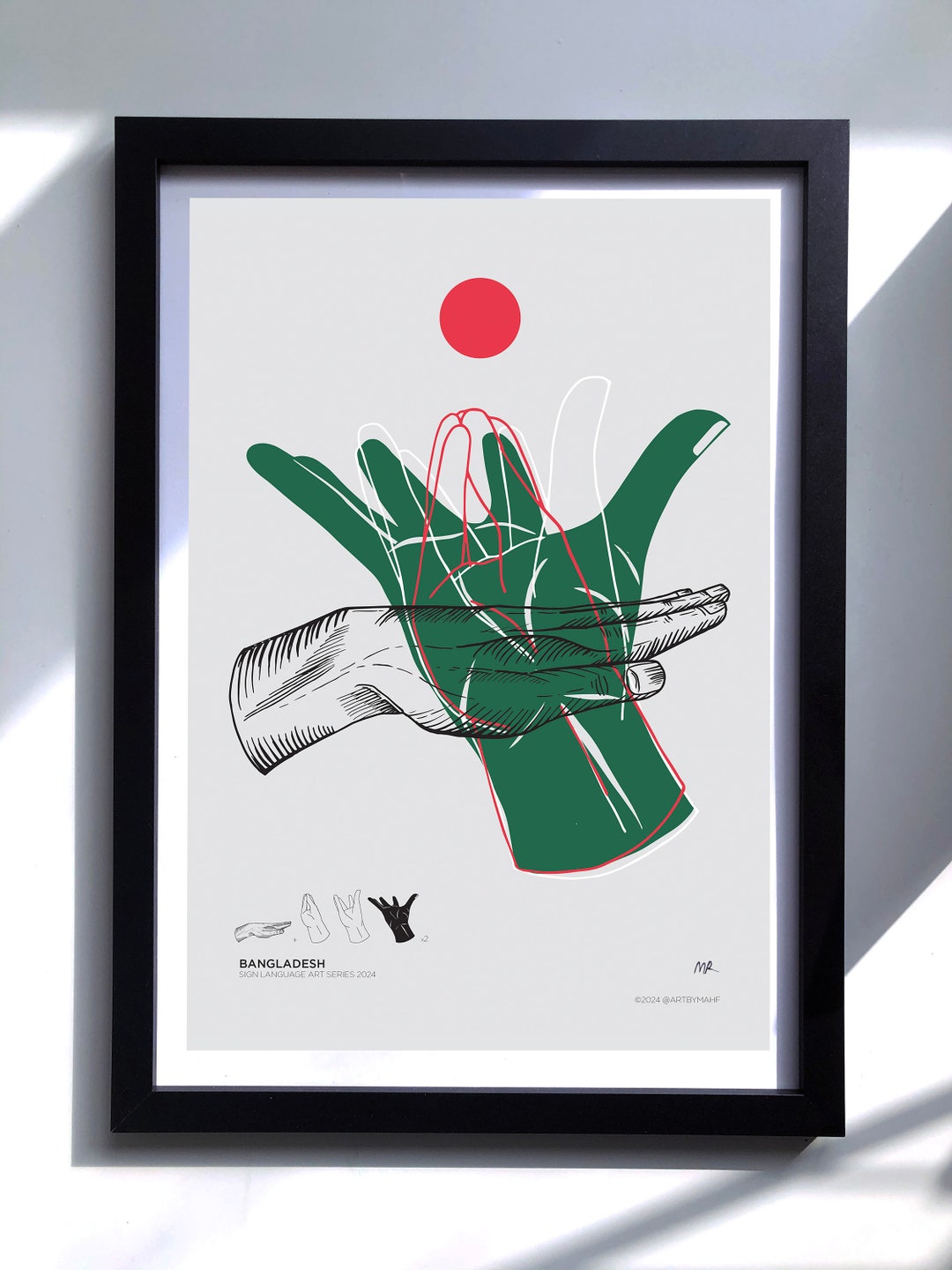 Bangladesh Sign Language Hand Art Print - Etsy