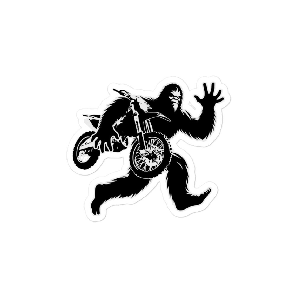 Bigfoot Stealing Dirt Bike, Sasquatch Walking Dirt Bike, Funny Bigfoot ...