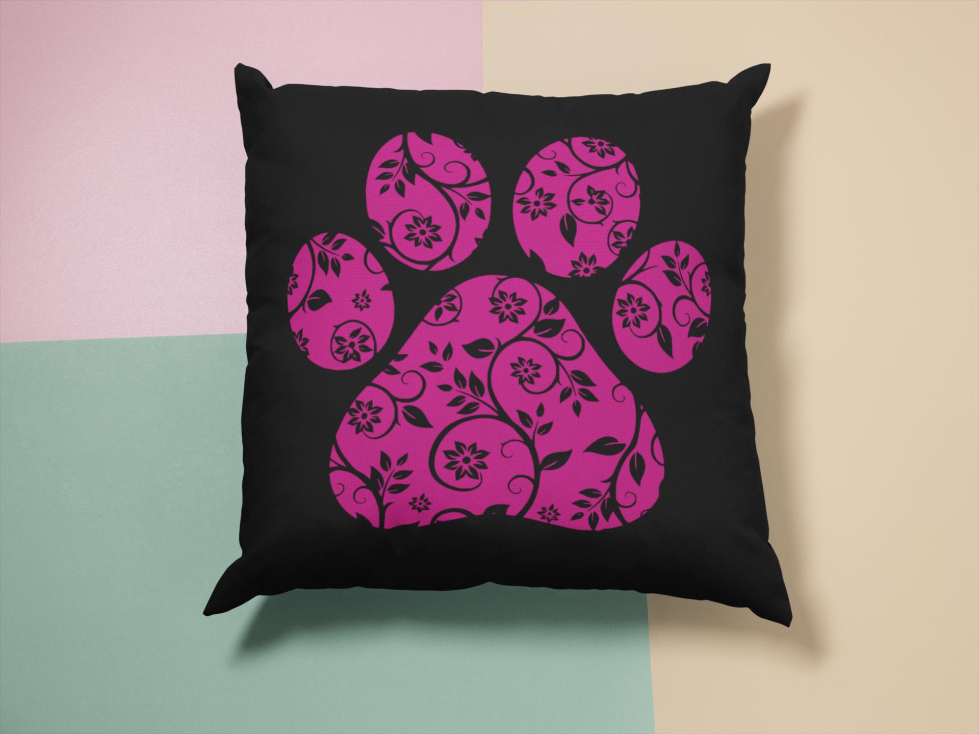 Hot Pink Floral Dog Paw, Floral Paw Print Png, Instant Download ...