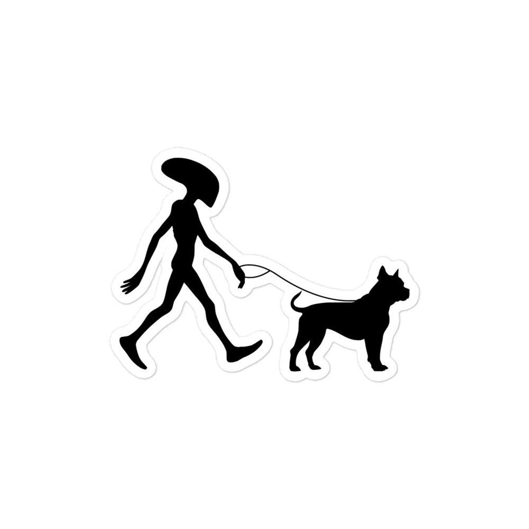 Alien Walking Pitbull, Alien Sticker, Pitbull Sticker, Pitbull Mom ...