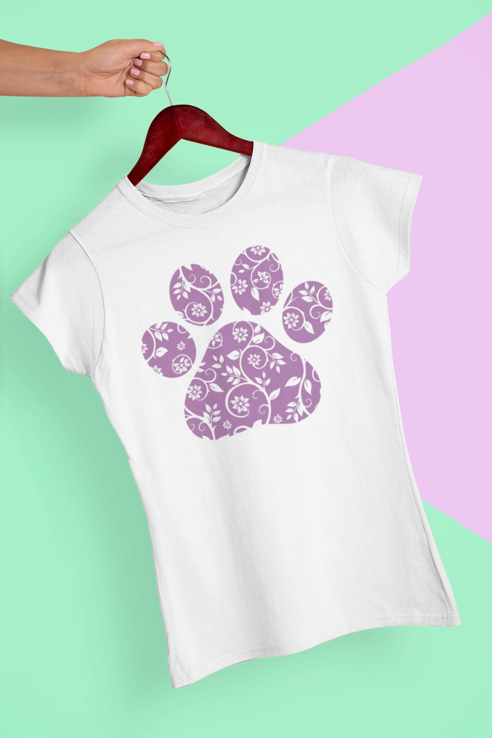 Purple Floral Dog Paw, Floral Paw Print Png, Instant Download ...
