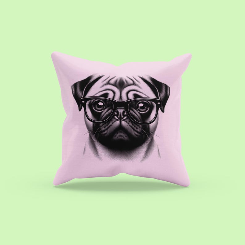 Pug Wearing Glasses Png, Pug Png, Pug Digital Download, Transparent Png ...