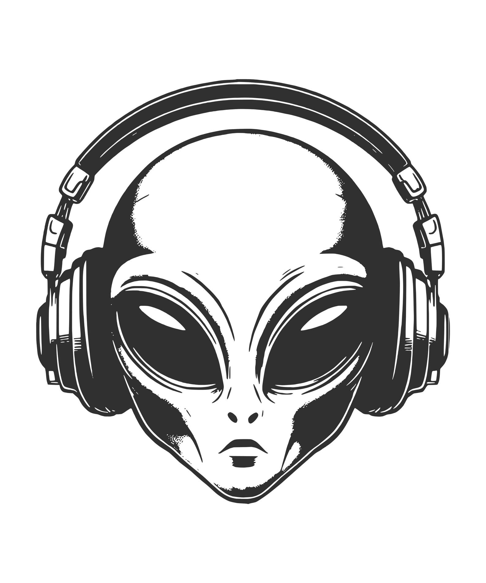 Alien With Headphones, Alien Png File, Alien Download, Instant Download ...