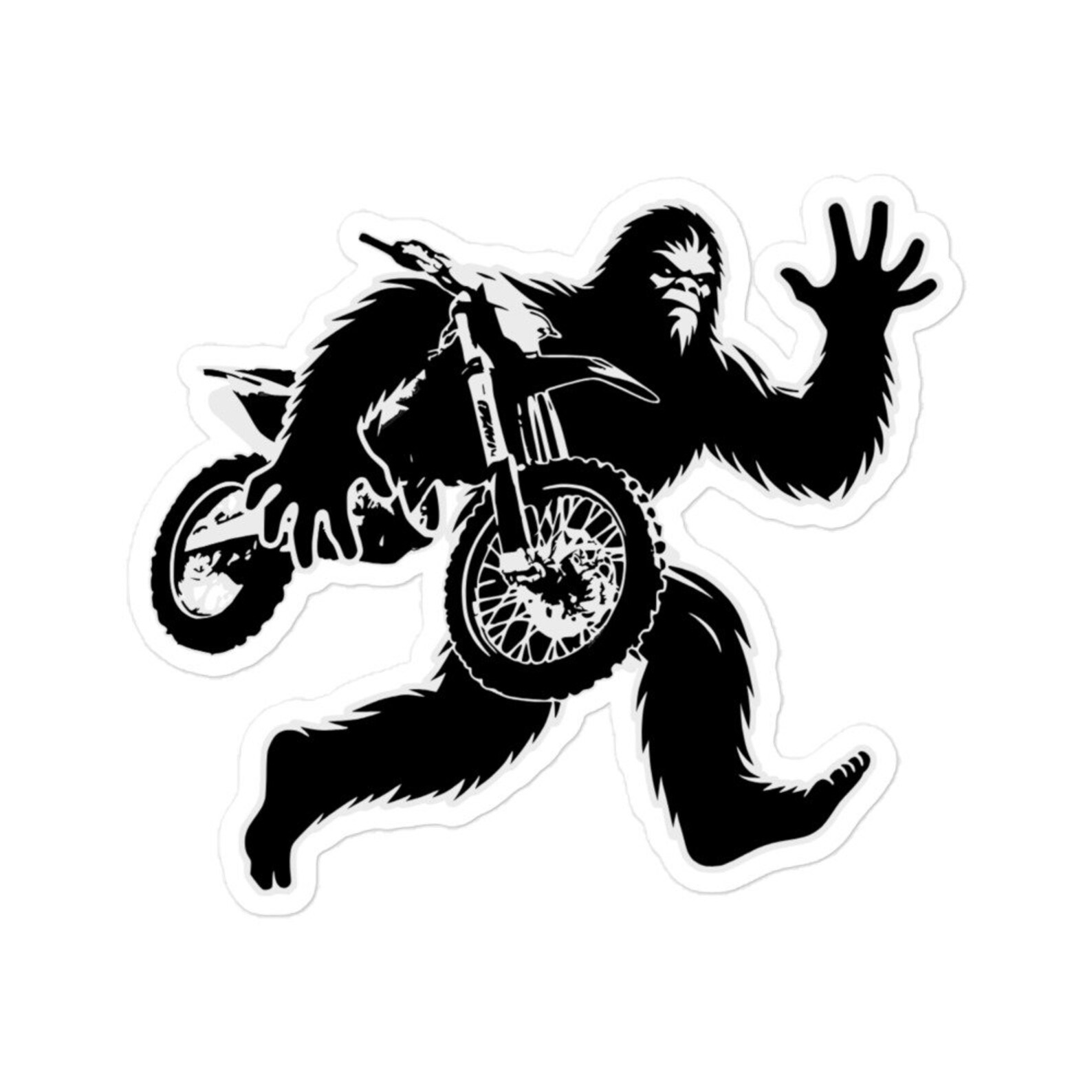 Bigfoot Stealing Dirt Bike, Sasquatch Walking Dirt Bike, Funny Bigfoot ...
