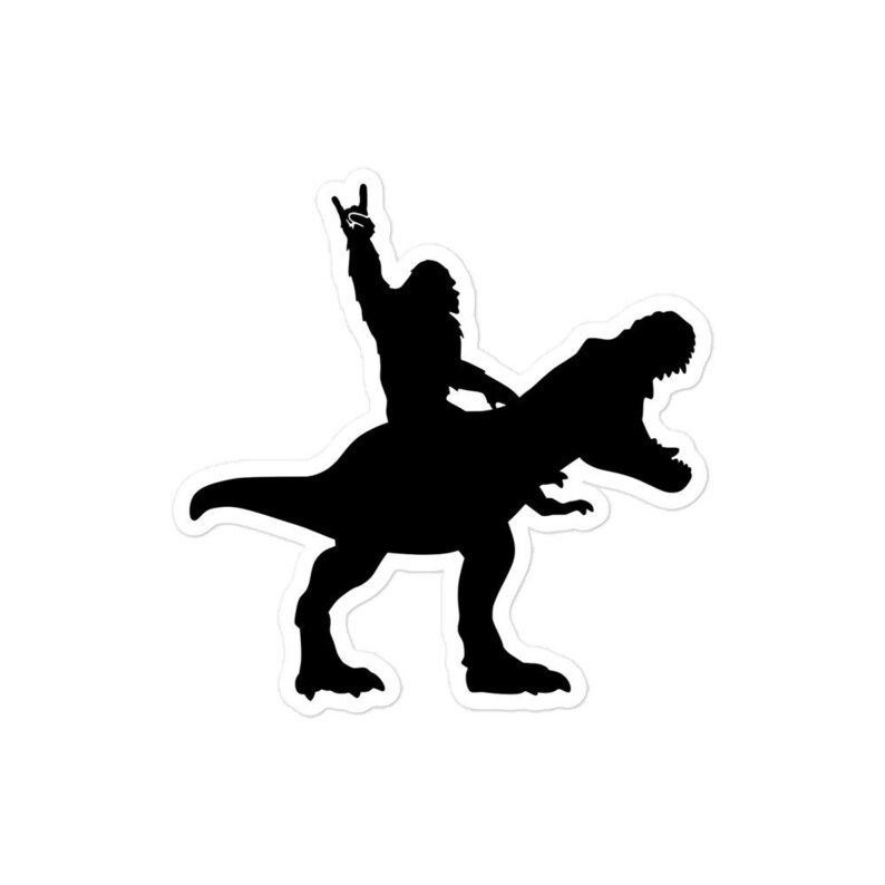 Bigfoot Riding T-rex, T-rex Sticker, Funny Bigfoot, Funny Sasquatch ...