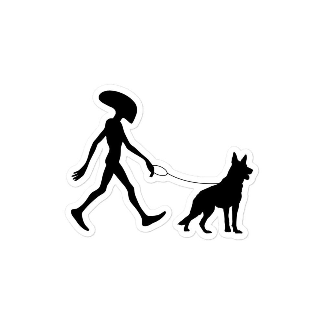 Alien Walking German Shepherd, Alien Sticker, German Shepherd, Dog Mom ...