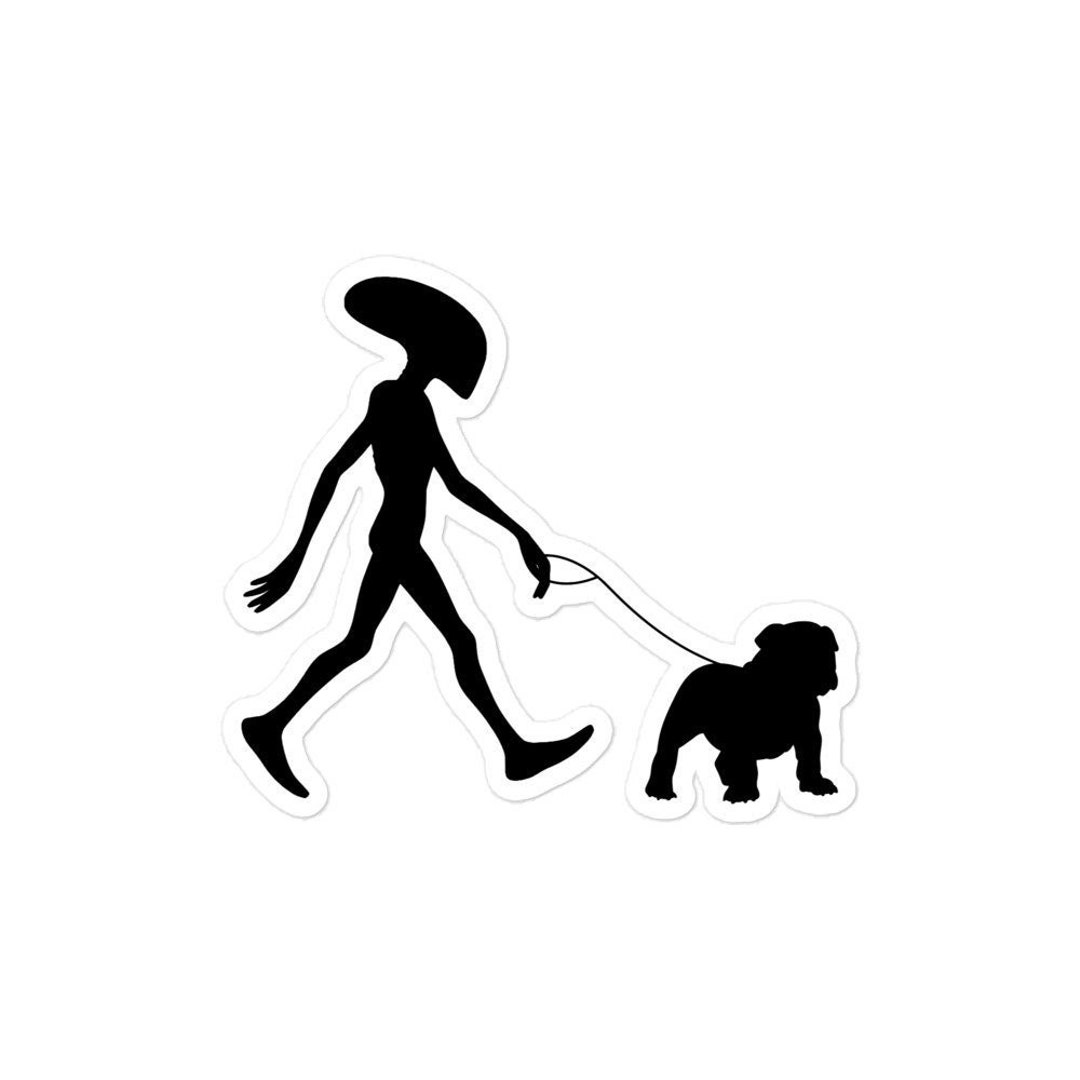 Alien Walking Bulldog, Alien Sticker, Bulldog Sticker, Bulldog Mom ...