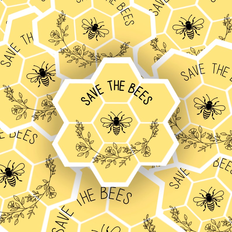 Save the Bees Sticker Bee Sticker Yellow Sticker - Etsy