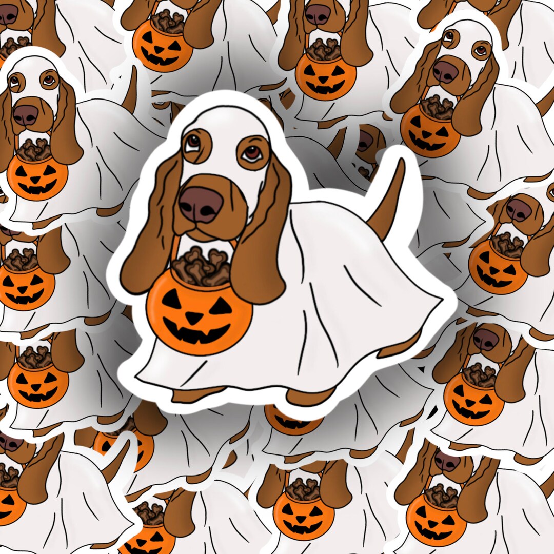 Ghost Dog Sticker | Trick or Treating Dog | Ghost Sticker | Halloween ...