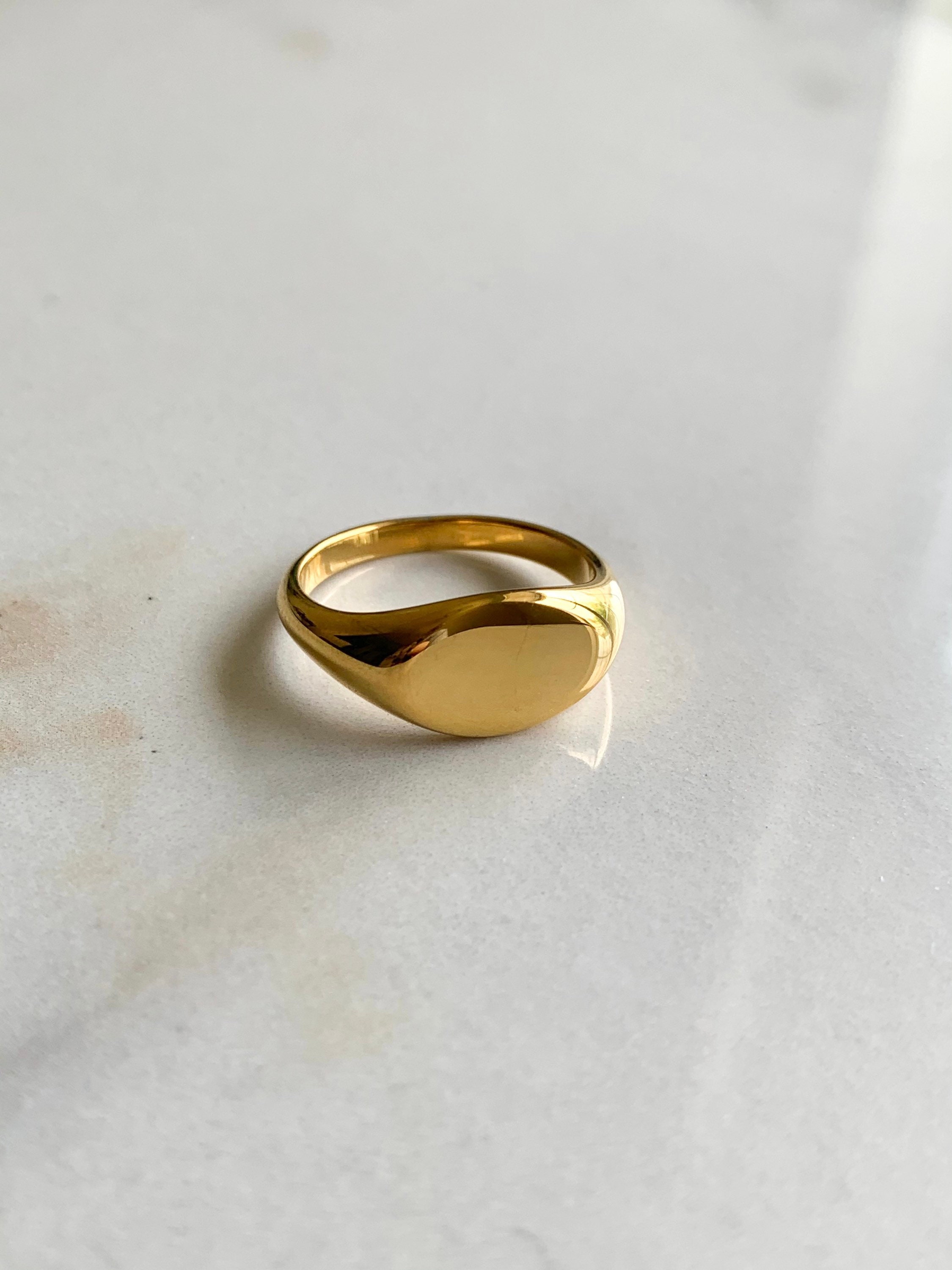 18K Gold Oval Signet Ring Signet Ring Gold Stacking Gold - Etsy