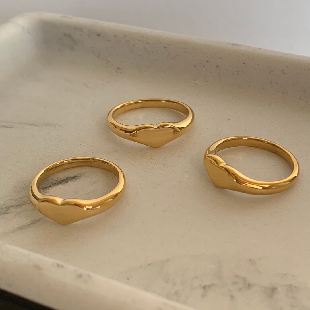 18K Gold Heart Ring, Heart Shaped Ring, Love Ring, Simple Heart Ring ...