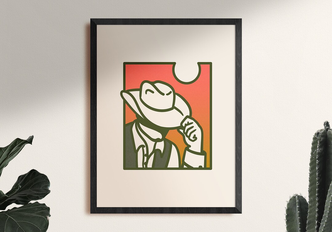 Sunset Cowboy Poster Art Print, Framed - Etsy