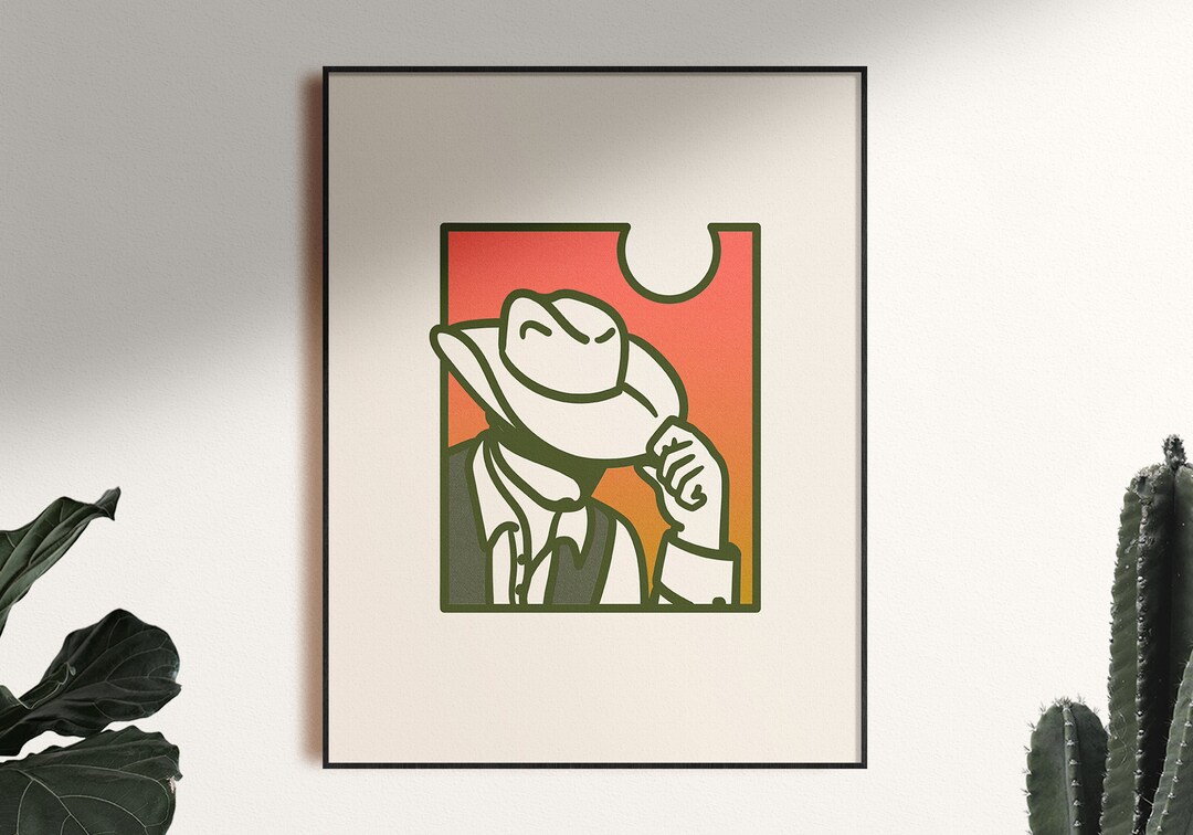 Sunset Cowboy Poster Art Print, Unframed - Etsy