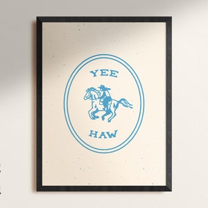 Yee-haw Blue Framed Poster Art Print - Etsy