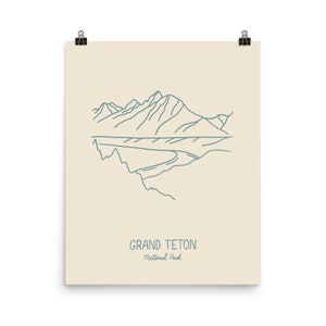 Grand Teton National Park Minimalist Poster Art Print, Unframed - Etsy