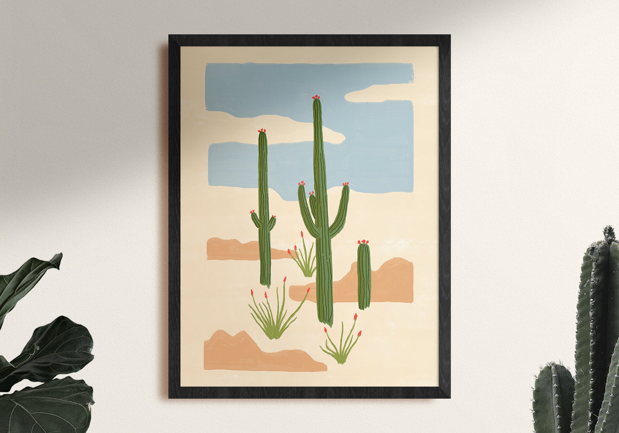 Desert Still Life Cactus Poster Art Print, Framed - Etsy