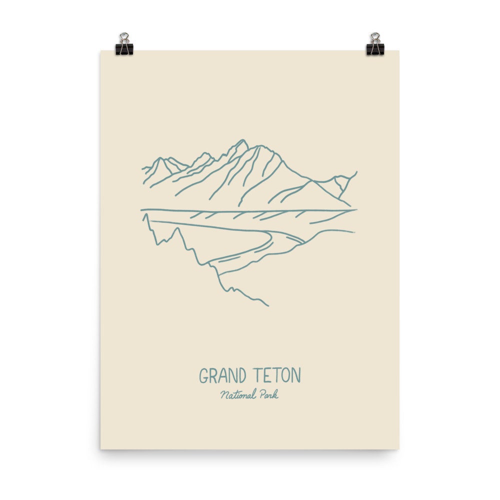 Grand Teton National Park Minimalist Poster Art Print - Etsy