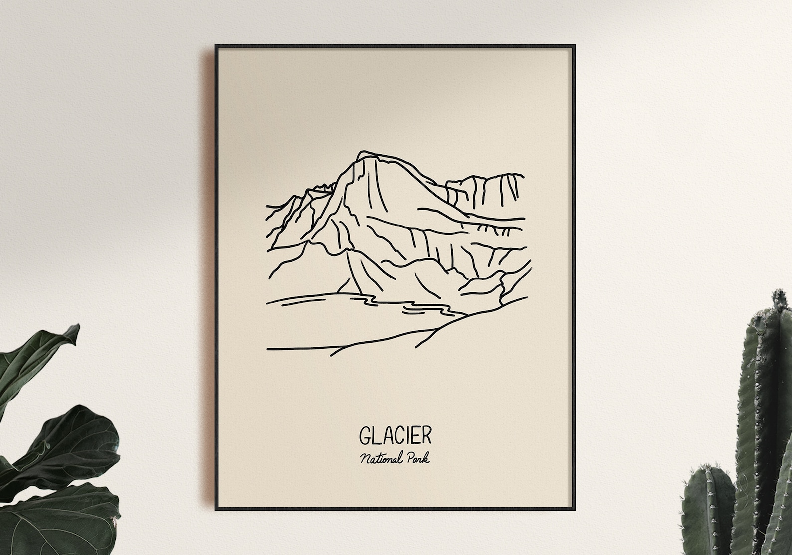 Glacier National Park Minimalist Line Drawing Wall Art Poster - Etsy