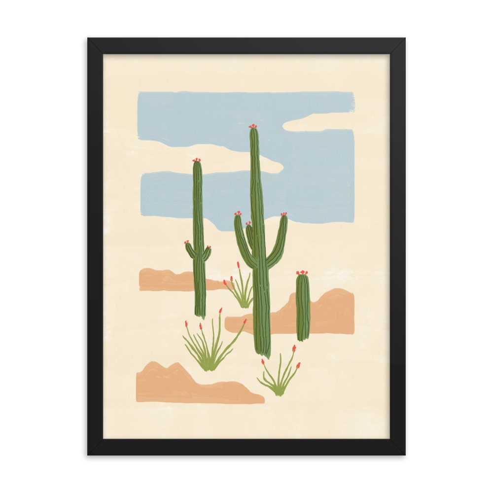 Desert Still Life Cactus Poster Art Print, Framed - Etsy