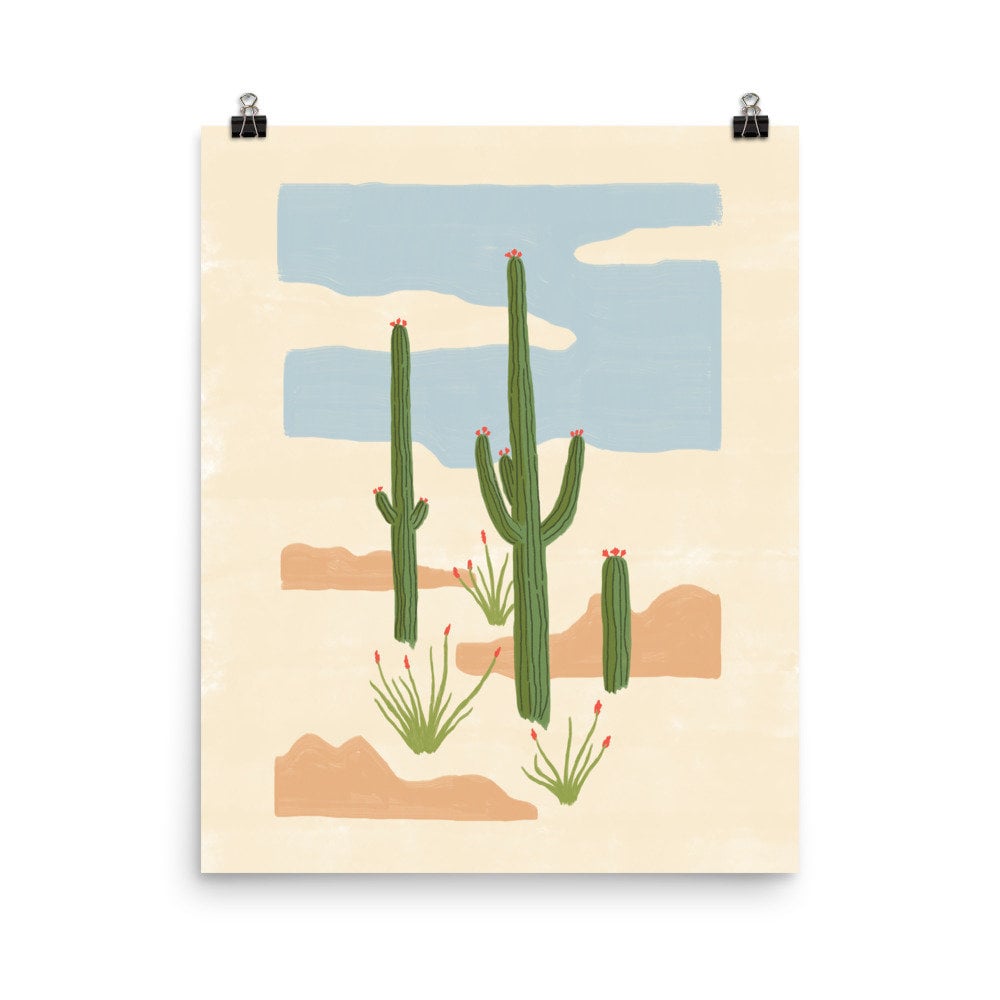 Desert Still Life Cactus Poster Art Print Unframed - Etsy