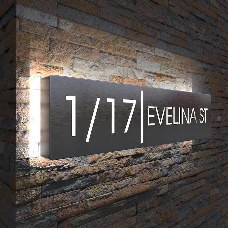 Custom House Number Led Sign,modern Outdoor Address Sign,house Number ...