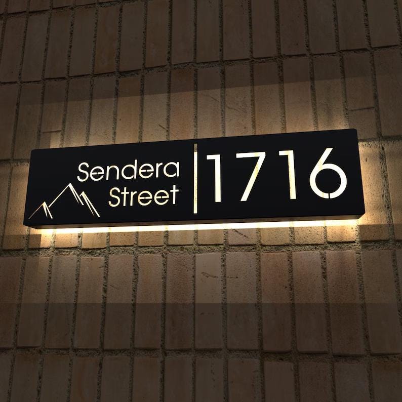 Custom House Number Led Sign,modern Outdoor Address Sign,house Number ...