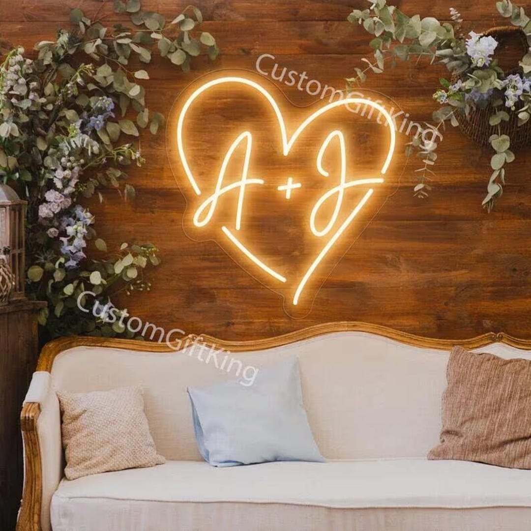 Initial Neon Sign Custom Wedding Decor, Led Sign Custom Wall Decor ...