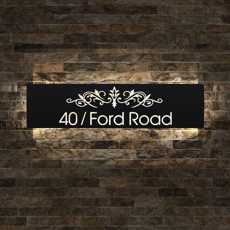 Custom House Number Led Sign,modern Outdoor Address Sign,house Number ...