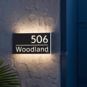 Modern Illuminated Backlit House Sign Custom LED Address Plate Lighted ...